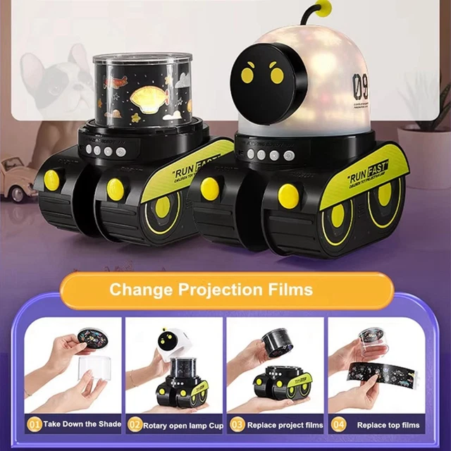 STAR PROJECTOR NIGHT Light for Kids,Cartoon Robot Car Projection Lamp ...