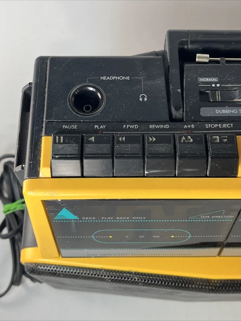 VINTAGE PHILIPS D8300 Dual Deck Yellow Stereo BOOMBOX GHETTOBLASTER ...