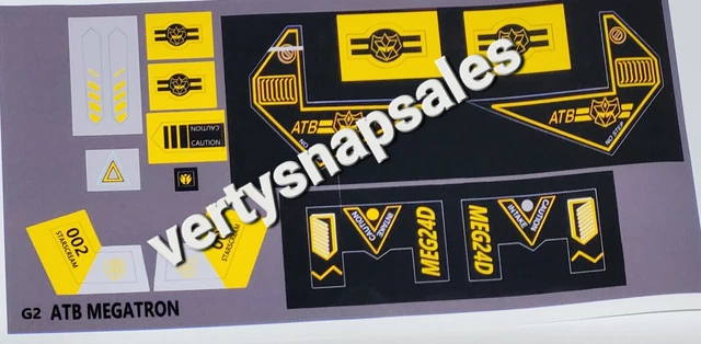 TRANSFORMERS G2 REPRO Stickers For Unreleased ATB MEGATRON $25.00 ...