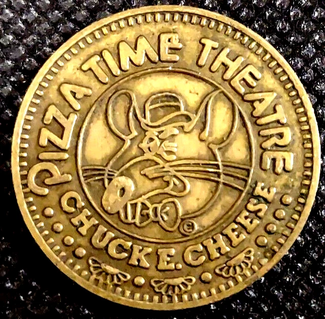 1980 CHUCK E Cheese Pizza Arcade Token Pizza Time Theatre Brass .9375 ...