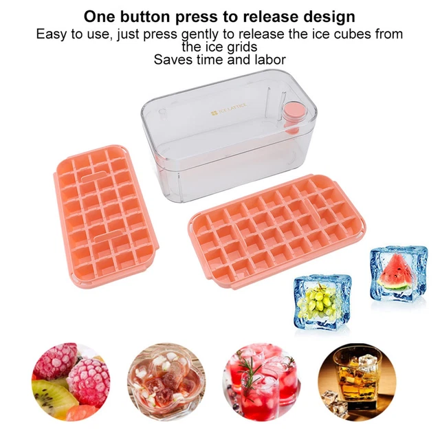 ICE CUBES TRAY Easy Release 64 Grids Large Capacity 2 Layer Ice Maker ...