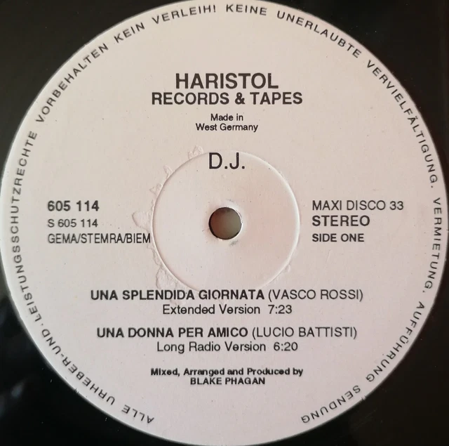 VASCO ROSSI UNA SPLENDIDA GIORNATA Vinile 12 Maxi Single Haristol ...