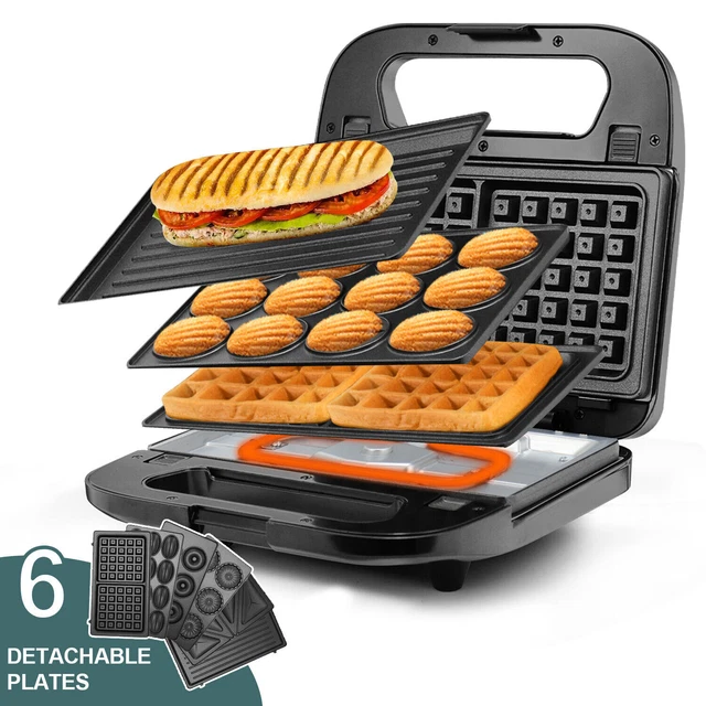 6-IN-1 SANDWICH TOASTER Sandwichmaker Waffle Breakfast Machine Doughnut ...