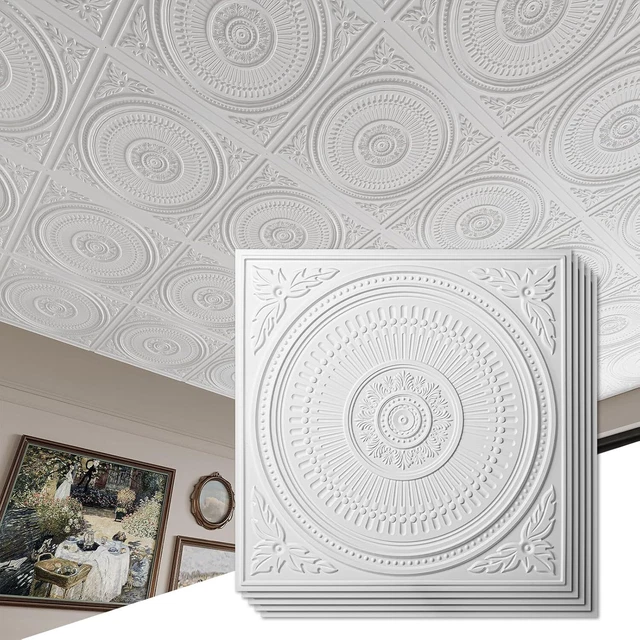 ART3D 12-PACK DROP Ceiling Tiles,PVC Ceiling Panels for Kitchen ...