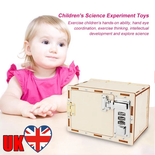 WOODEN DIY MECHANICAL Password Box Combination Lock Model Science ...