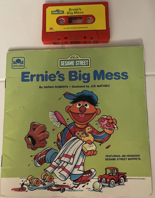 SESAME STREET ERNIE'S Big Mess Read Along Book & Cassette Tape CTW ...