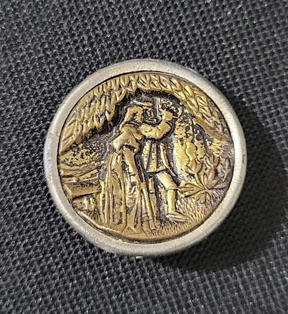 RARE ANTIQUE VICTORIAN Pictorial Story Button Romantic Couple Figural ...