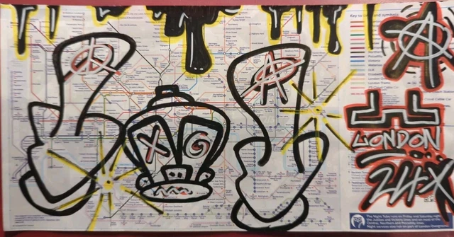 GRAFFITI ART LONDON UNDERGROUND TUBE MAP Original Hand Painted by ...