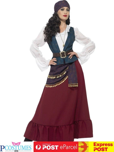 DELUXE PIRATE BUCCANEER Beauty Wench Long Dress Costume Captain ...