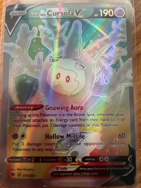 POKEMON CARD GALARIAN Cursola V 071/073 SWSH Champions Path Full Art NM ...