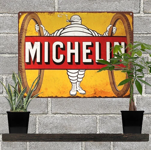 MICHELIN MAN BIKE Tires Smoking Vintage Look Advertising Metal Sign 9 x 12 60060 £23.74 ...