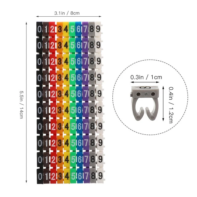 100 PCS MULTICOLOR Labels Number Tube Cable Tags Cord Markers £5.49 ...
