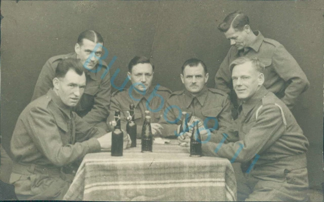WW2 BRITISH PRISONER'S Of War POW's Men Drinking at the table Stalag ...