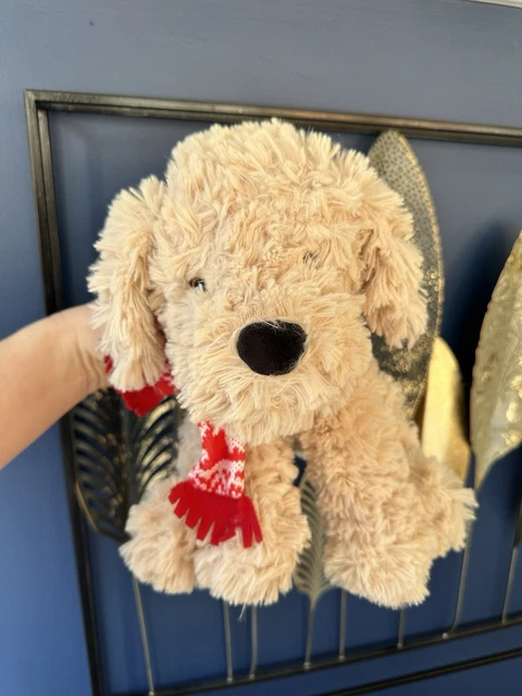TESCO CURTIS THE CAVAPOO Beige Puppy Dog Red White Scarf Soft Plush Toy ...