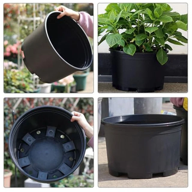 GRAND POT EN plastique noir pot rond système de drainage efficace pour ...