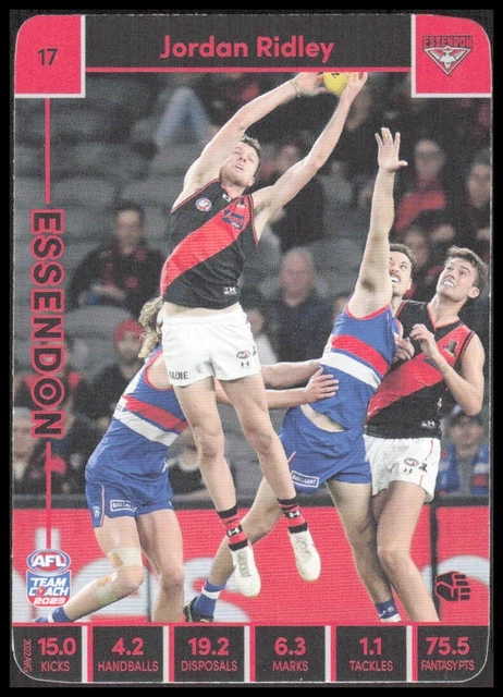 AFL 2023 TEAM Coach Essendon Jordan Ridley Card 17 14 Football Sport CB ...