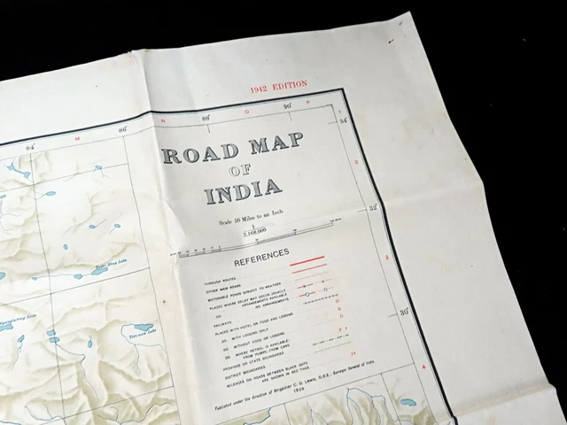 WW2 MAP OF India Road Map Madras Ceylon Rangoon Bombay LARGE RARE 1942 ...
