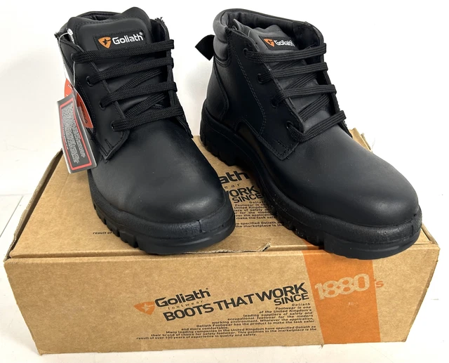 BRITISH MILITARY ISSUE RAF Goliath Reinforced Work Black Leather Ankle ...