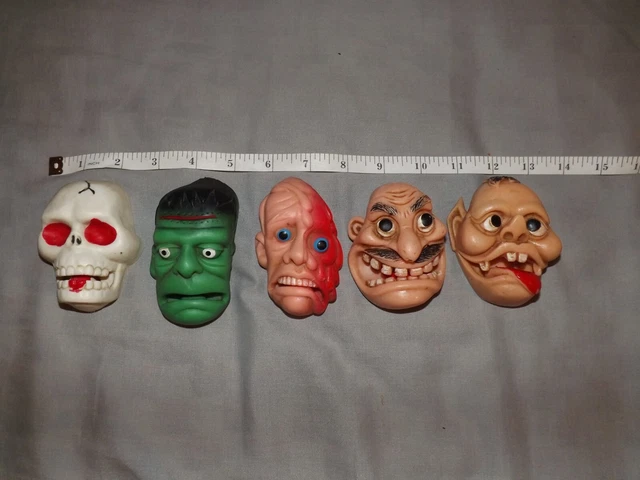 5 VINTAGE 1970’S/80'S Gigantor Bundle Ugly Rubber Finger Puppet Faces ...