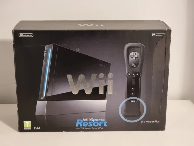 BLACK NINTENDO WII Console Wii Sports/Resort Motion Plus Boxed - Tested ...