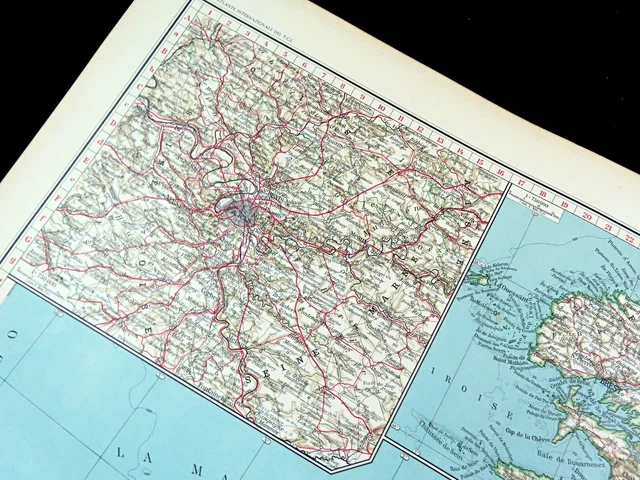 ANTIQUE ITALIAN MAP of Paris France Reims Northern French Cities LARGE ...