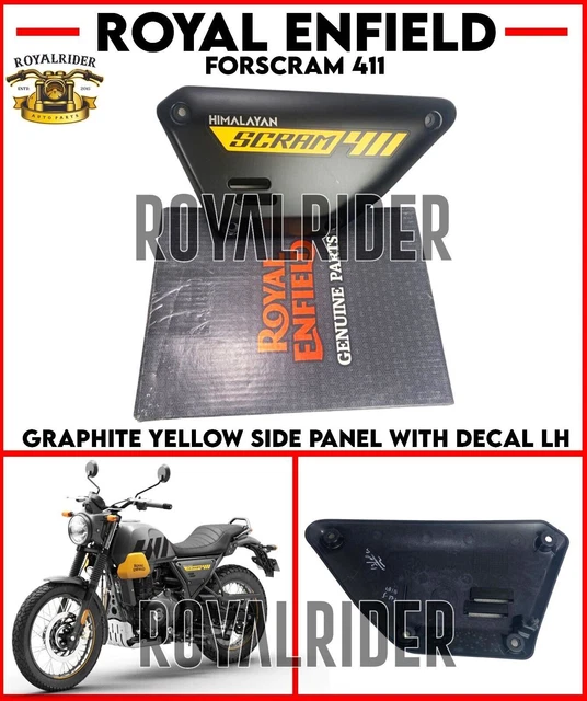 ROYAL ENFIELD &GRAPHITE YELLOW SIDE PANEL WITH DECAL, LH For SCRAM 411 ...