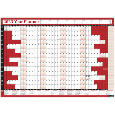 2023 WALL PLANNER Calendar Year Chart Poster Home Office Work RED A0 A1 ...