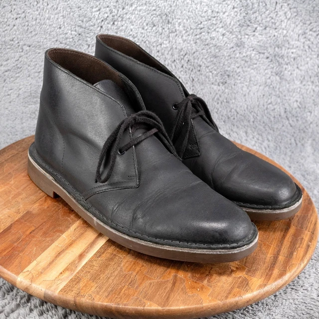 MEN'S CLARK LEATHER Chukka Boot Black Size 9 1/2 Great Condition! £19. ...