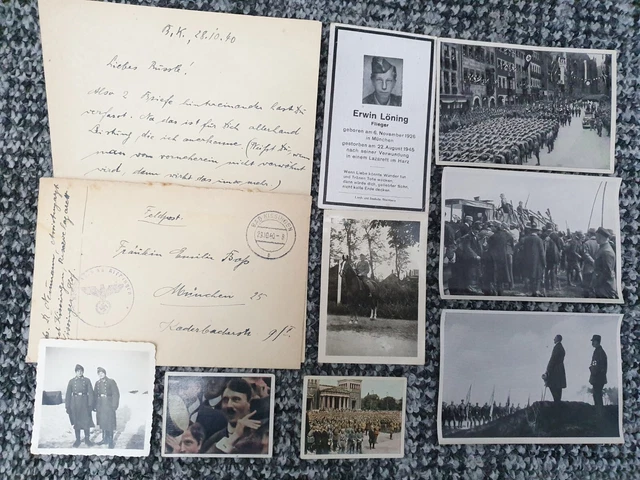 ORIGINAL GERMAN WW2 Soldiers Letter.Cigarette cards.photos/death Notice ...