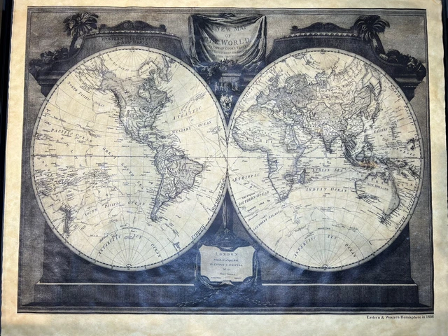 A NEW MAP OF THE WORLD BY LAURIE & WHITTLE 1808. Framed Reproduction? £ ...