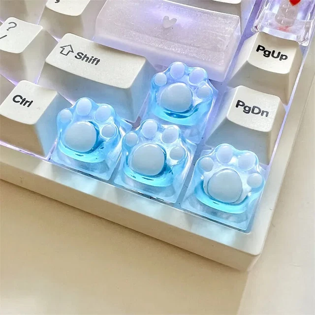 KEYCAP CAT PAW Shape Transparent Resin Mechanical Keyboard Computer ...