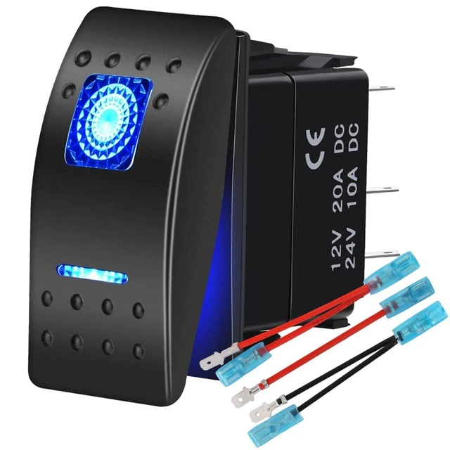 WATERPROOF MARINE BOAT Rocker Switch Toggle 12V/20A 24V/10A 5 Pin SPST ...