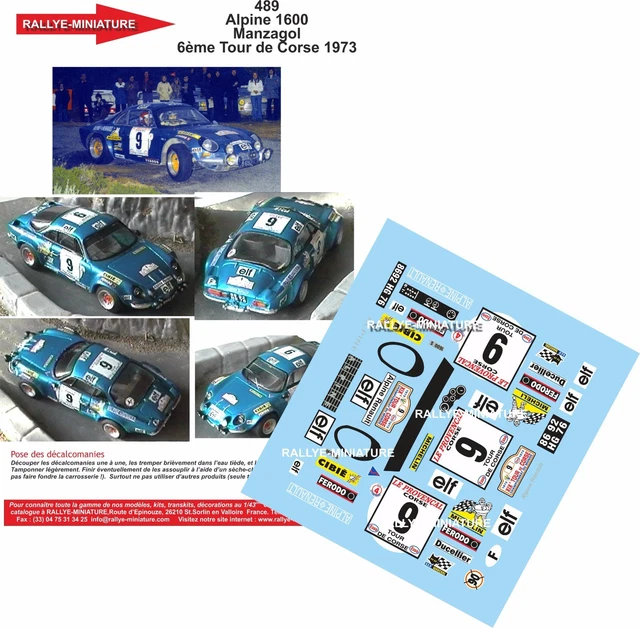 DECALS 1/43 REF 0489 Alpine Renault A110 Manzagol Tour De Corse 1973 ...