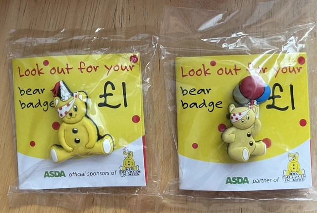 2X BBC CHILDREN In Need Pudsey Bear Rubber Pin Badge £2.00 - PicClick UK