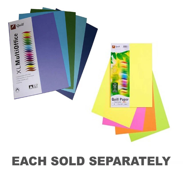 QUILL MULTIOFFICE QUALITY Paper 100pk 80gsm A4 Assorted Acid Free Lasts ...