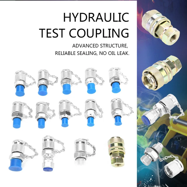 14PCS HYDRAULIC PRESSURE Test Point Coupling Adapter Kit For Hydraulic ...
