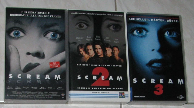 VHS SCREAM + Scream 2 + Scream 3 Horror-Thriller Courtney Cox Neve Halloween 🎃 EUR 24,90 ...