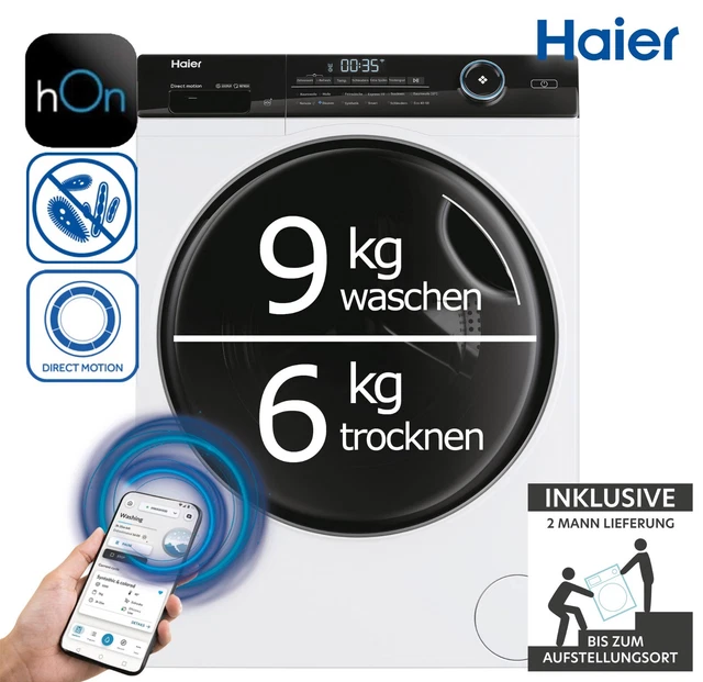 HAIER HWD90-B14959U1 WASCHTROCKNER 9+6kg hOn-App Dampf-Funktion ...