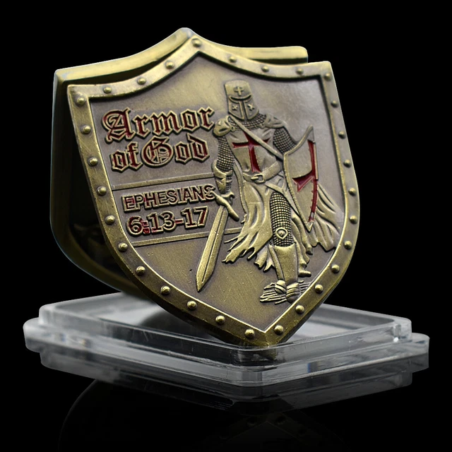HOLY KNIGHT CHALLENGE Medal Armor of God Badge Shield Shape Souvenir ...