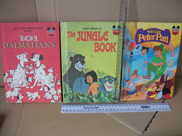 WALT DISNEY VINTAGE hard back books Peter Pan 101 Dalmations The Jungle ...