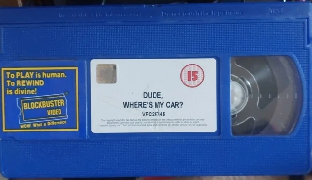 ORIGINAL BLUE BLOCKBUSTER VHS Tape Rental (No Cover) DUDE- WHERES MY ...