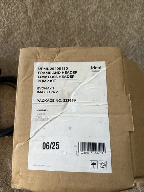 GRUNDFOS UPML 25-105-180 230v Pump Ideal Evomax 2 / IMAX Xtra 2 Shunt ...