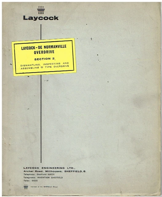 LAYCOCK DE NORMANVILLE Type D Overdrive Dismantling Inspection ...