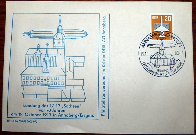 BRIEF ANNABERG BUCHHOLZ 1983 DDR 70 Jahre Landung Zeppelin LZ 17 ...