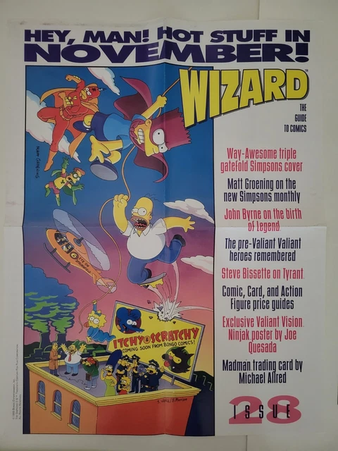 VTG 1993 THE Simpsons Comic Promo Poster Postcards Skybox Uncut Cards ...