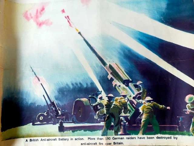 WW2 PROPAGANDA POSTER 'A British Antiaircraft Battery in action' James ...
