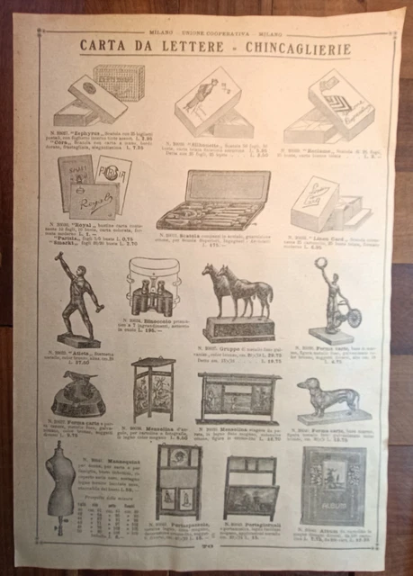 ARTICOLI DI CANCELLERIA,CARTE Lettera e Chincaglierie-Milano 1924 ...
