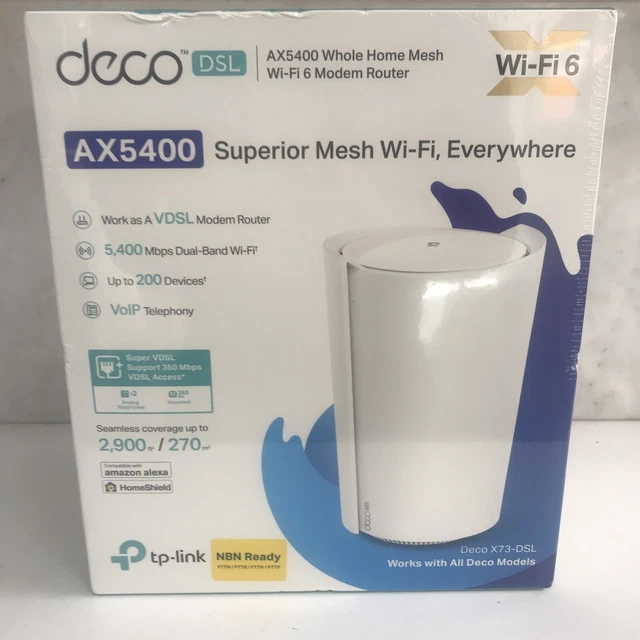 TP-LINK DECO X73-DSL AX5400 VDSL Whole Home Mesh Wi-Fi 6 System In Box ... TP-LINK DECO X73-DSL AX5400 VDSL Whole Home Mesh Wi-Fi 6 System In Box ...