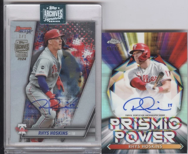 RHYS HOSKINS 2024 Archives Signature Series 1/1 & 2021 Topps Chrome ...