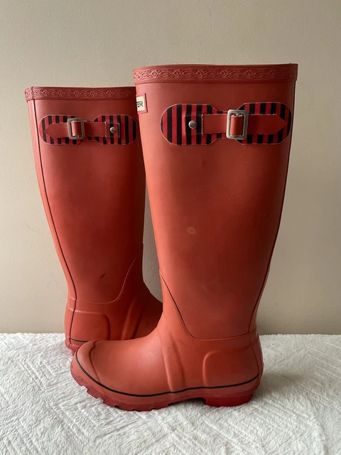 HUNTER ‘FESTIVAL’ LADIES orange long wellies size 4/37 £25.00 - PicClick UK